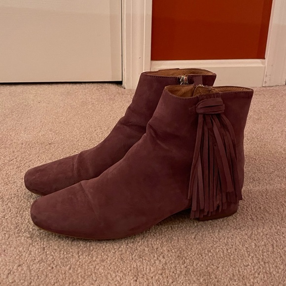 Free People | Shoes | Free People Purple Suede Ankle Booties | Poshmark